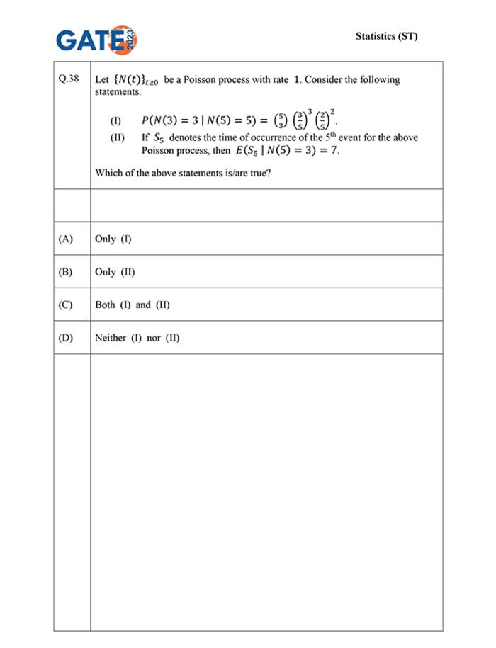 GATE 2023 Statistics Question Papers