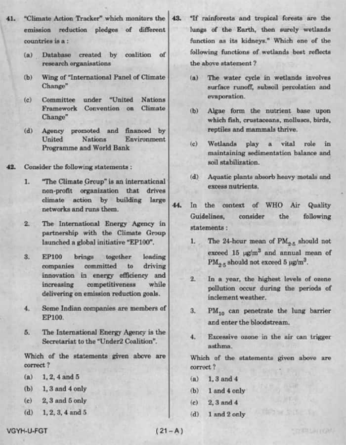 UPSC CSE(Prelims) Exam 2022 General Studies(Paper-I) Question Paper