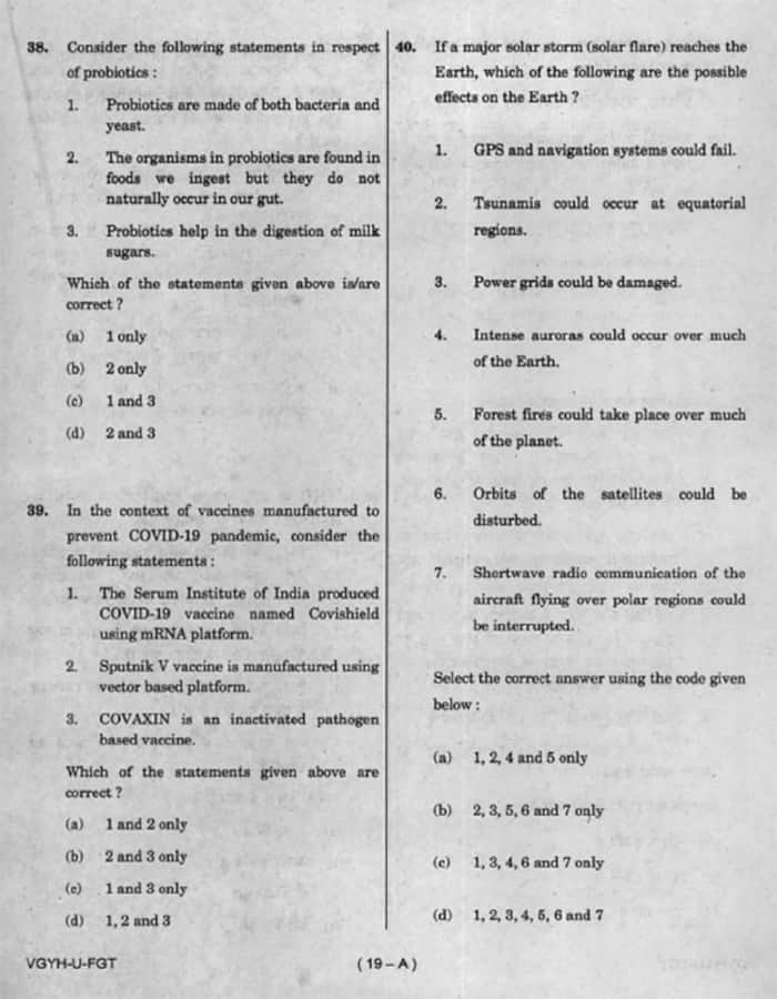 UPSC CSE(Prelims) Exam 2022 General Studies(Paper-I) Question Paper