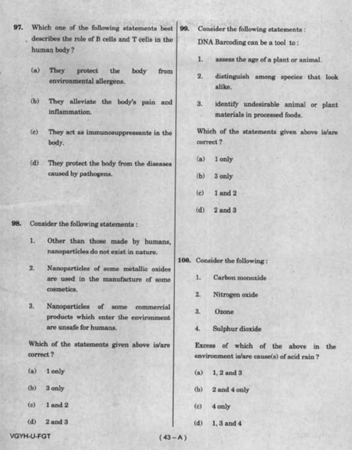 UPSC CSE(Prelims) Exam 2022 General Studies(Paper-I) Question Paper