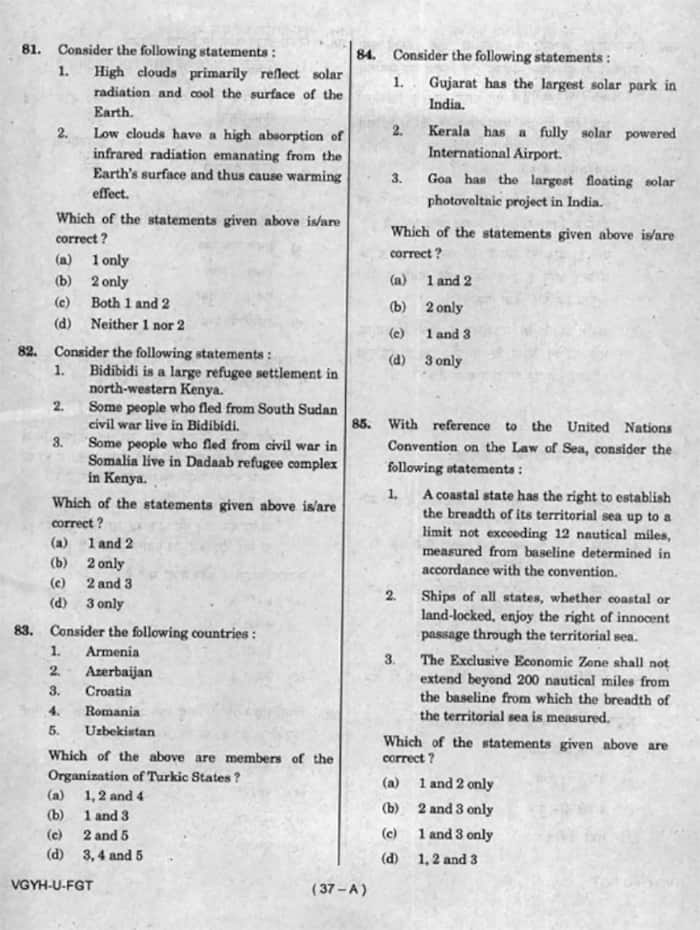 UPSC CSE(Prelims) Exam 2022 General Studies(Paper-I) Question Paper