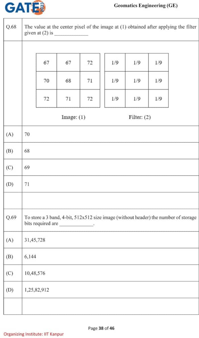 GATE 2023 Geomatics Engineering (GE) Question Paper