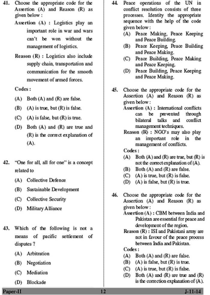 UGC NET June 2014 Defence & Strategic Studies (Paper-II) Question Paper