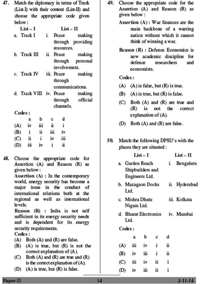 UGC NET June 2014 Defence & Strategic Studies (Paper-II) Question Paper