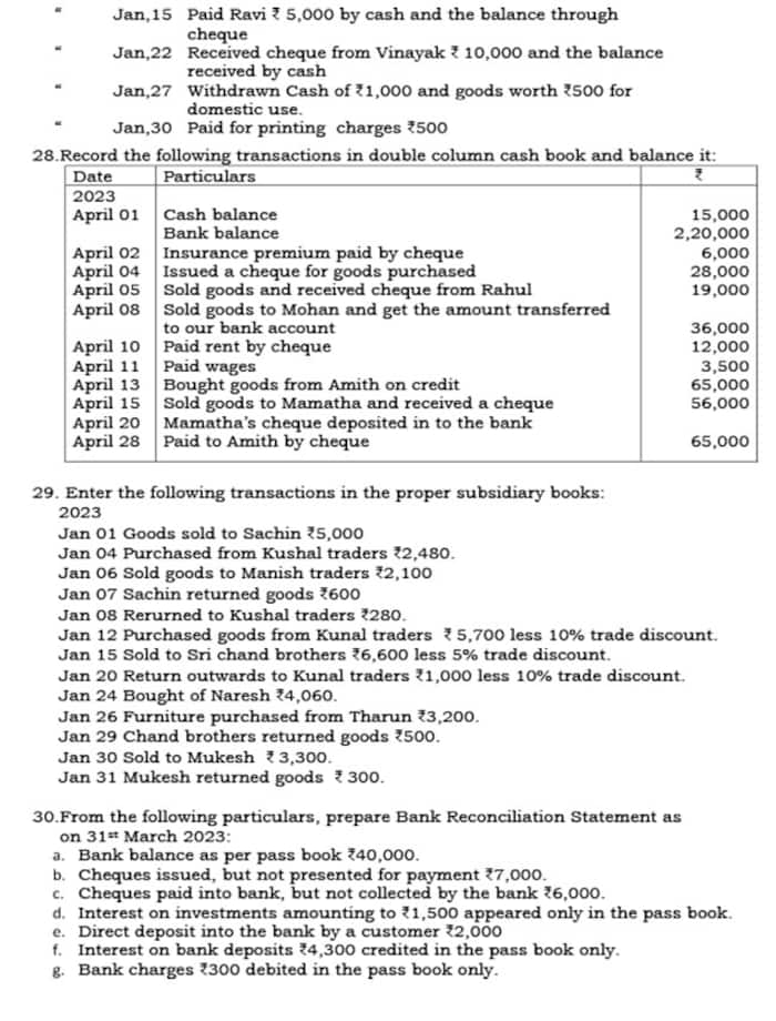 Karnataka 2nd PUC Accountancy Model Question Papers 2024