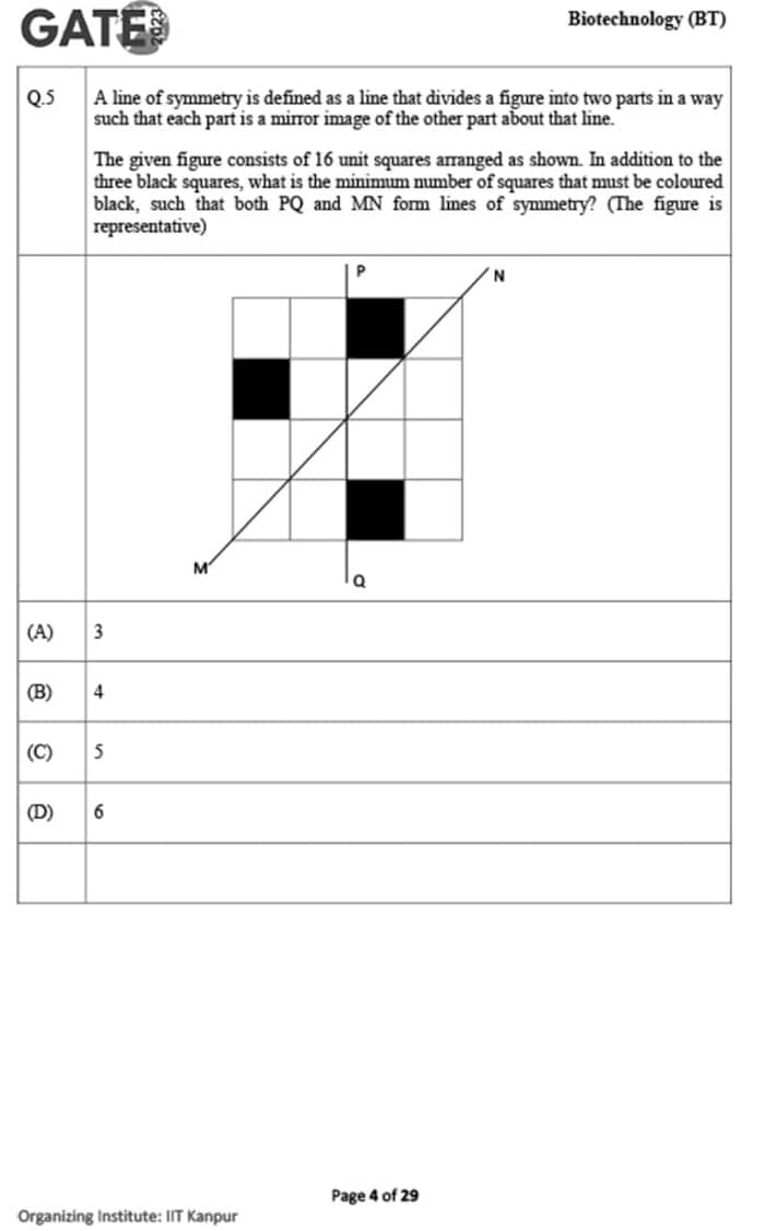 GATE 2023 Biotechnology(BT) Question Paper