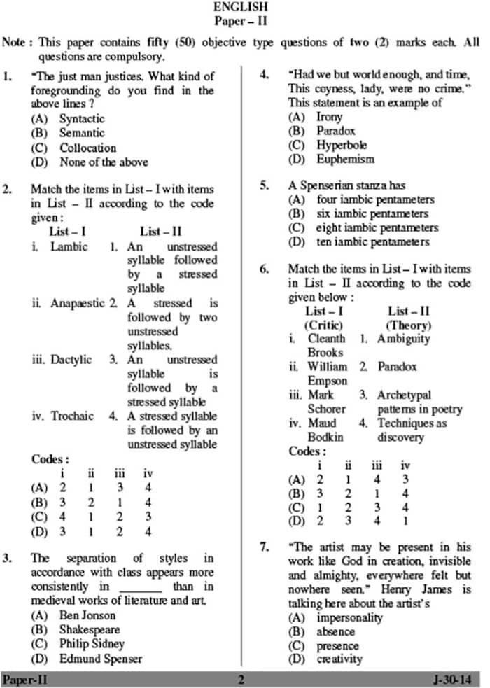 UGC NET June 2014 English (Paper-II) Question Paper