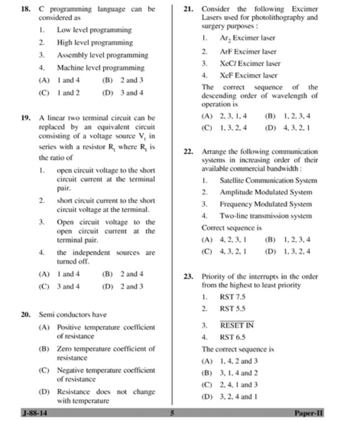 UGC NET June 2014 Electronic Science (Paper-II) Question Paper