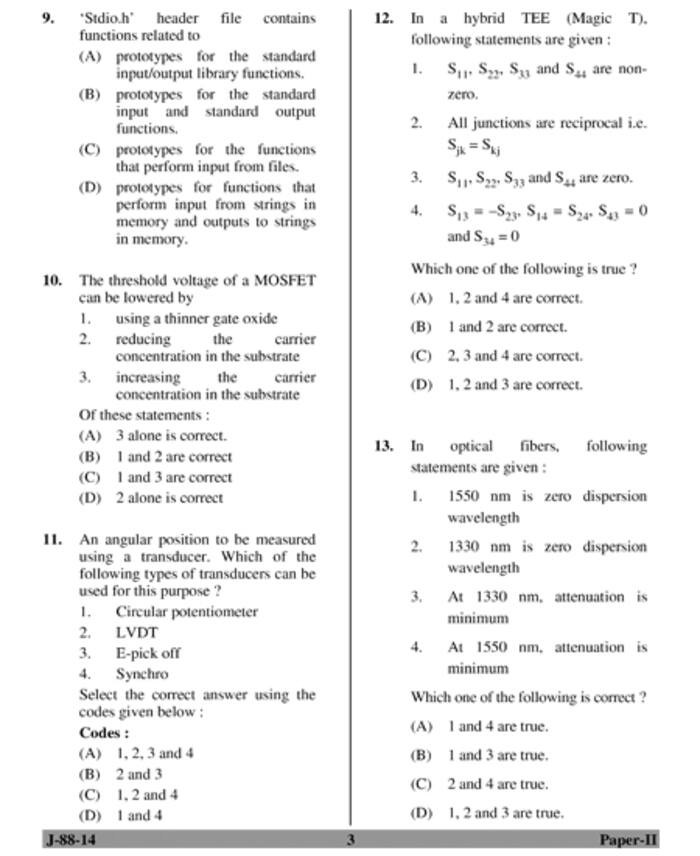 UGC NET June 2014 Electronic Science (Paper-II) Question Paper