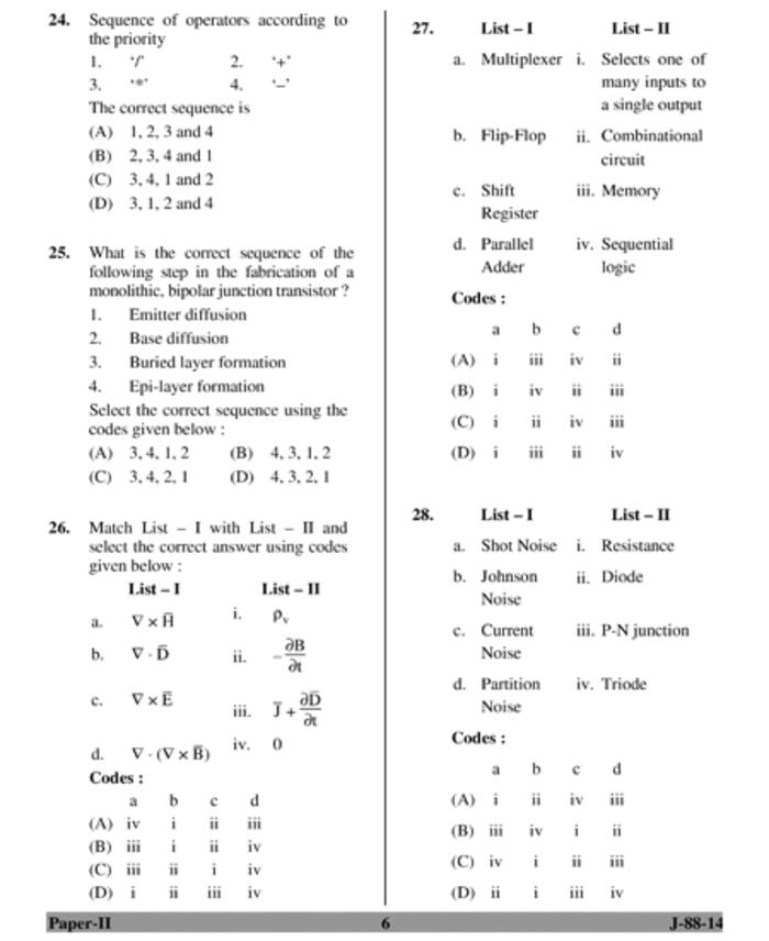 UGC NET June 2014 Electronic Science (Paper-II) Question Paper