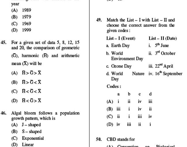 UGC NET June 2014 Environmental Sciences (Paper-II) Question Paper