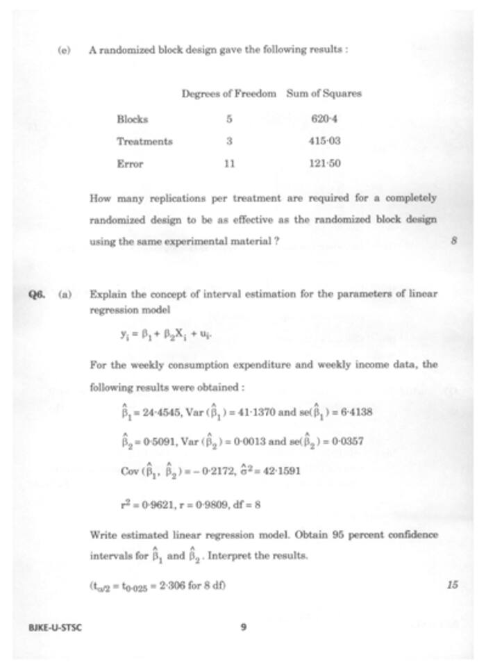 IFS (Main) Exam Statistics (Paper-I) Question Paper 2023