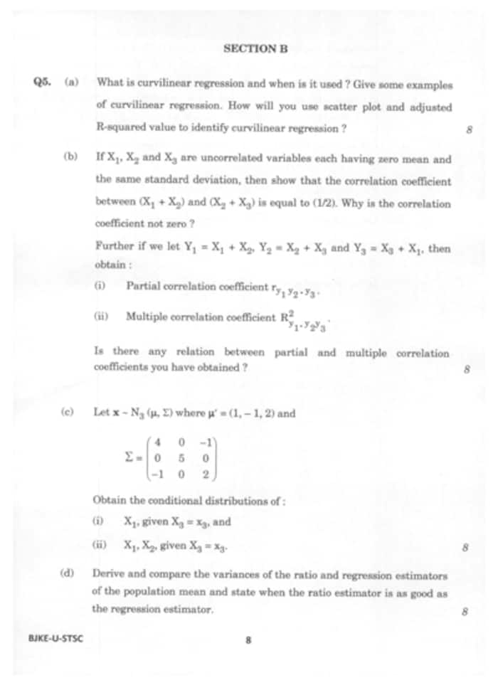 IFS (Main) Exam Statistics (Paper-I) Question Paper 2023