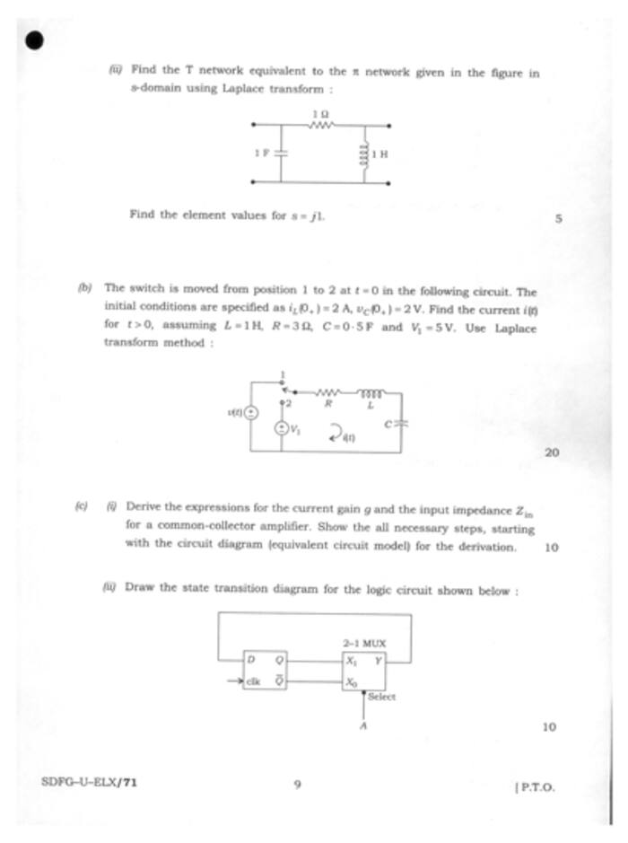UPSC ESE (Main) 2023 Electronics and Telecommunication Engineering(Paper-I)