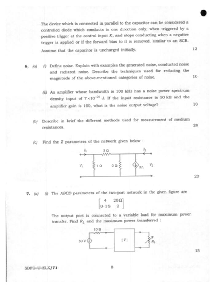 UPSC ESE (Main) 2023 Electronics and Telecommunication Engineering(Paper-I)