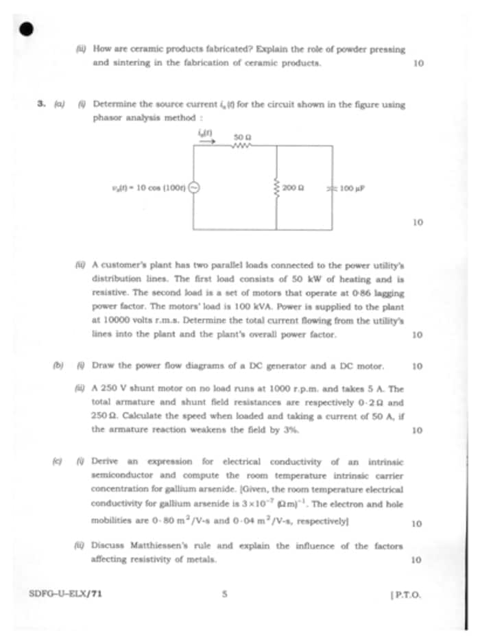 UPSC ESE (Main) 2023 Electronics and Telecommunication Engineering(Paper-I)