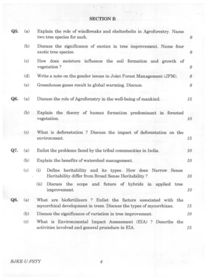 IFS (Main) Examination, 2023 Forestry(Paper-I) Question Paper