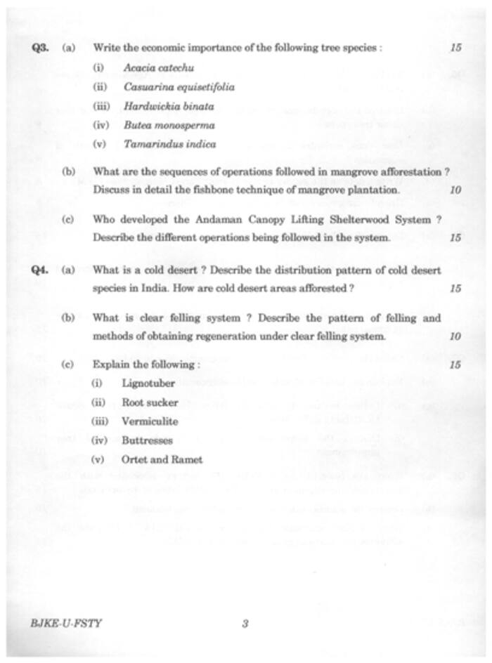 IFS (Main) Examination, 2023 Forestry(Paper-I) Question Paper