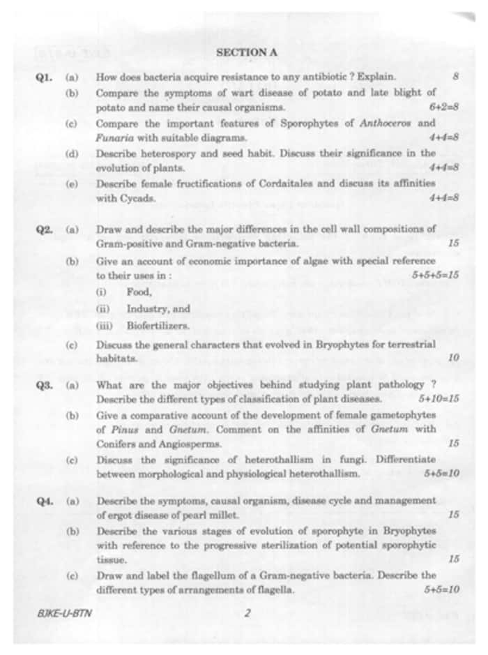 IFS (Main) Examination Botany(Paper-I) Question Paper 2023
