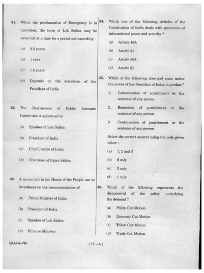UPSC Combined SO(Grade B) LDC Exam Question Paper 2023-(Paper I)
