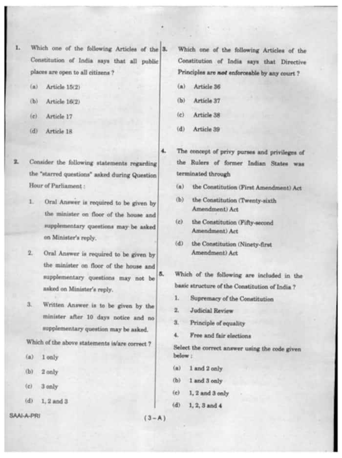 UPSC Combined SO(Grade B) LDC Exam Question Paper 2023-(Paper I)