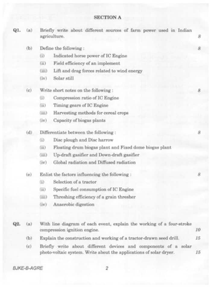 IFS (Main) Examination Agricultural Engineering(Paper-II) Question ...