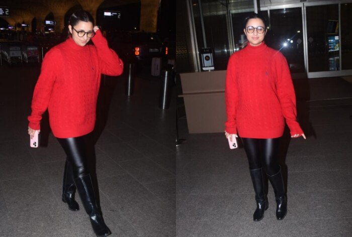 Parineeti Chopra Goes Bright And Blushy in Red Sweater at Airport Amid ...