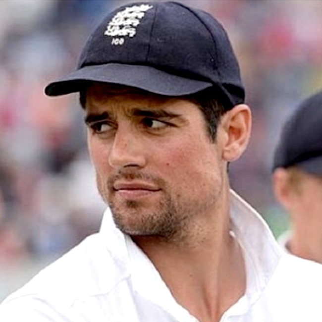 Alastair Cook posing during a photoshoot