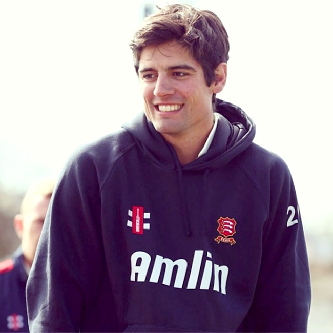 Alastair Cook posing during a photoshoot