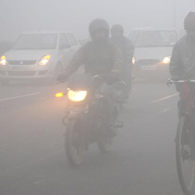 A view of Delhi covered with dense fog