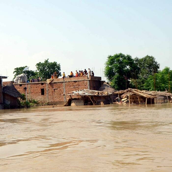 A view of flooded village in Hajipur, Bihar