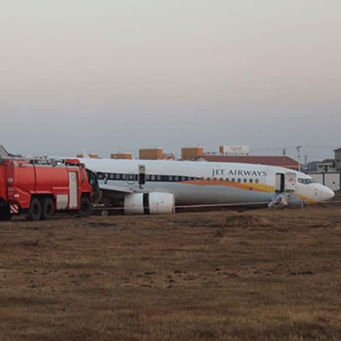 In pics: Jet Airways flight skids off runway at Dabolim airport in Goa ...