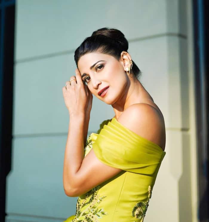 Aahana Kumra Stuns in Sexy Off-Shoulder Thigh-High-Slit Gown, Pics