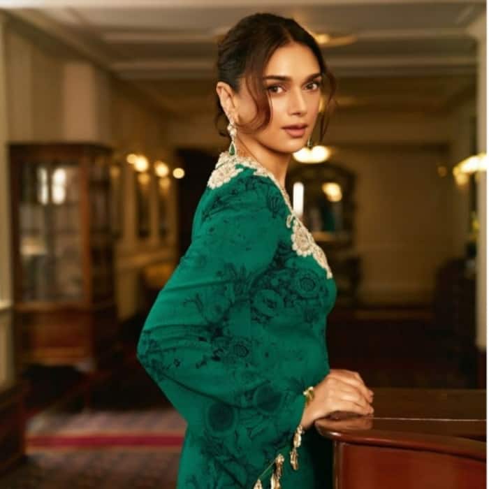 Aditi Rao Hydari Brings Royal Elegance in Rs 55k Teal Blossom Jacket ...
