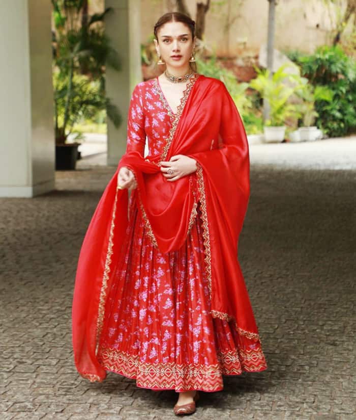 Aditi Rao Hydari Dazzles in Red Anarkali Lehenga in Stunning Photoshoot ...