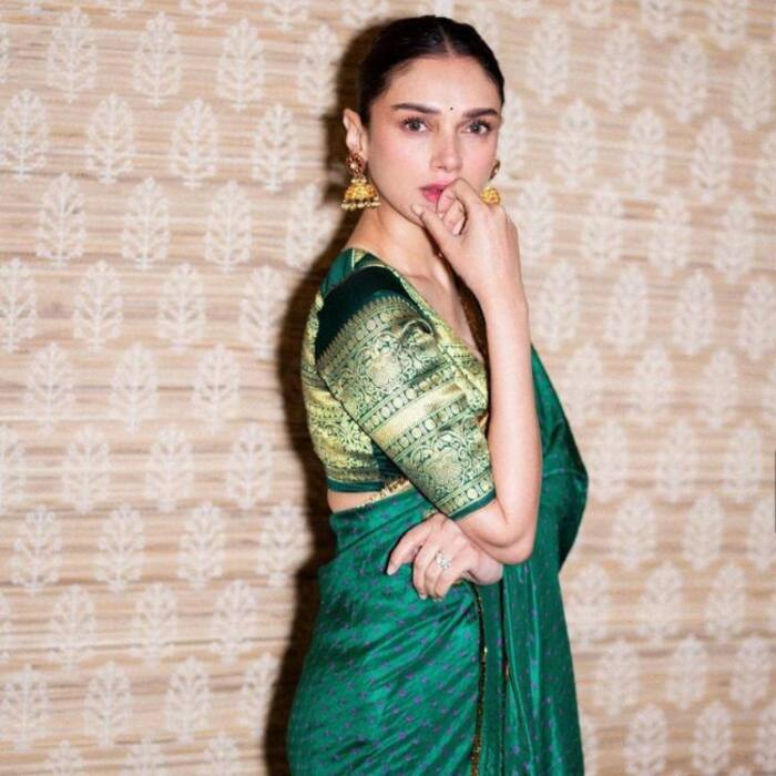 Aditi Rao Hydari's Traditional Temple Gold Jhumkas