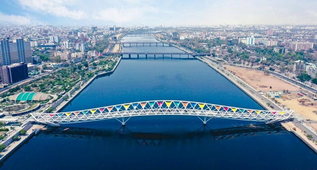 Atal Bridge: Iconic Kite-Themed Foot Over Bridge On Sabarmati River Is ...