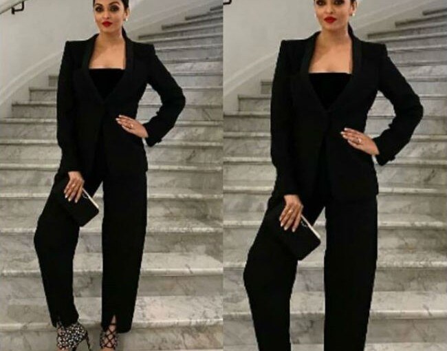 Aishwarya Rai Bachchan in black pantsuit