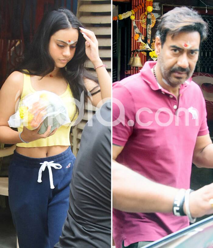 Ajay Devgn And Daughter Nysa Devgn Clicked Outside a Temple in Juhu