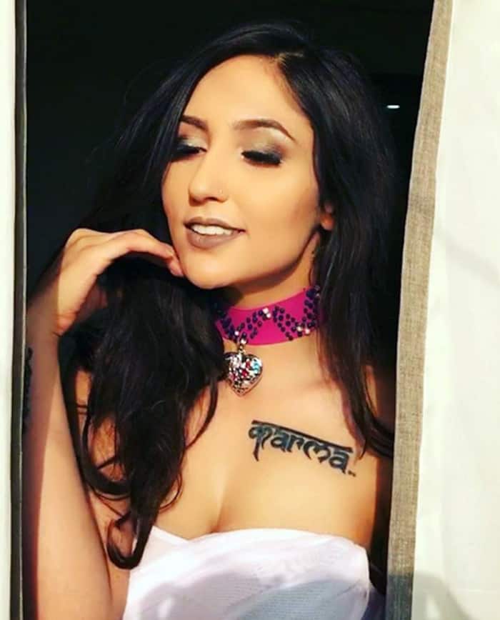 Akanksha flaunts her KARMA tattoo