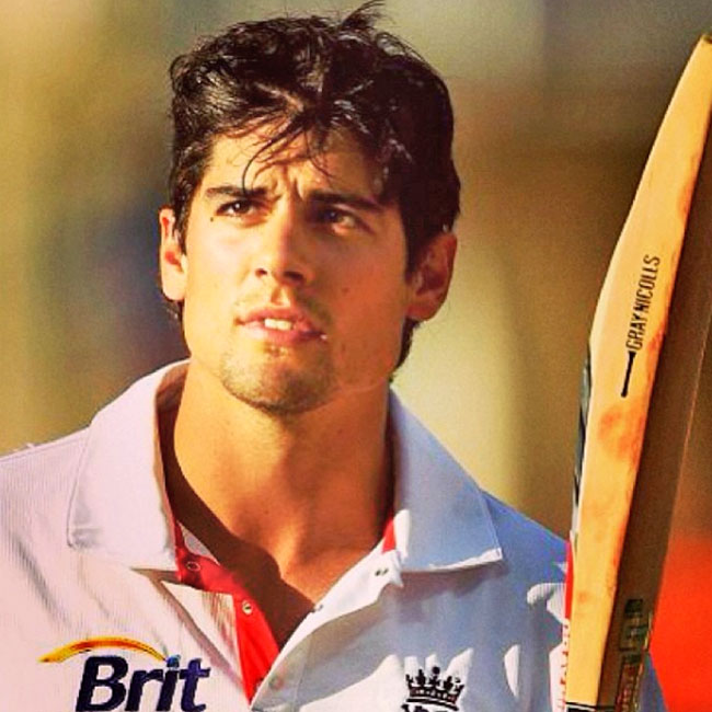Alastair Cook posing during a photoshoot