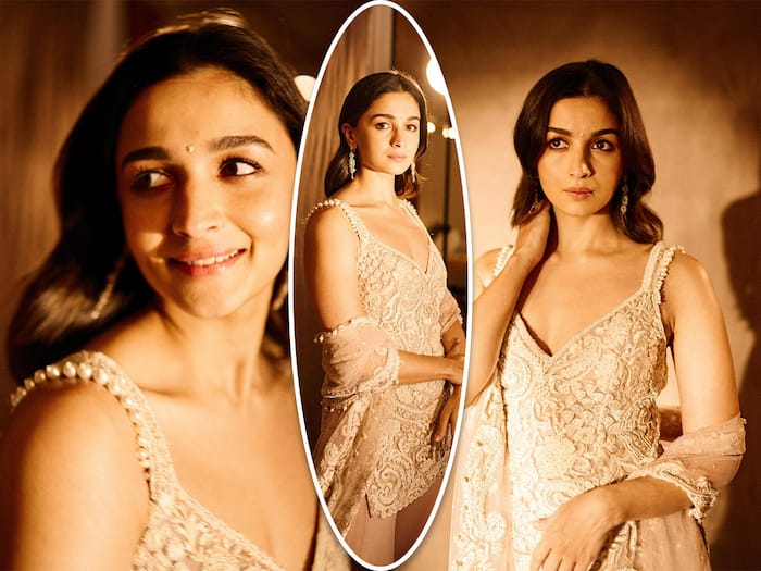 Alia Bhatt Proves That 'Woh Chaand Thi Aur Rahegi' in Dusty Pink Pearl Sharara Set For Rs 1.32 ...