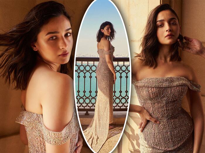 Alia Bhatt Kicks Off Her Weekend in Stunning Off-Shoulder Beige Gown at Red Sea Film Festival ...