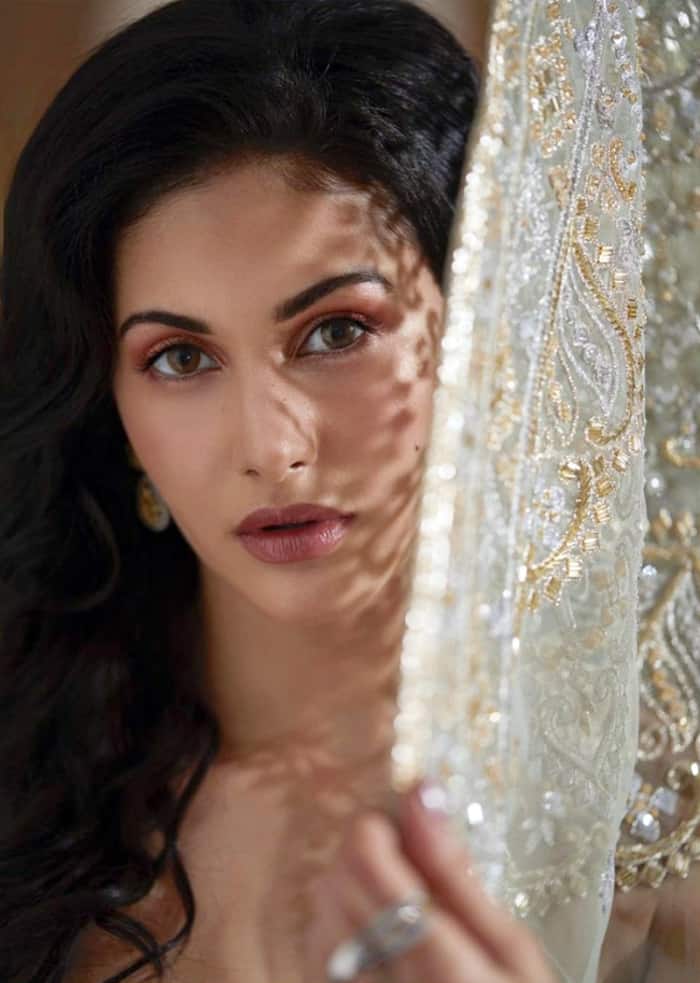 Amyra looked ethereal in the sheer saree