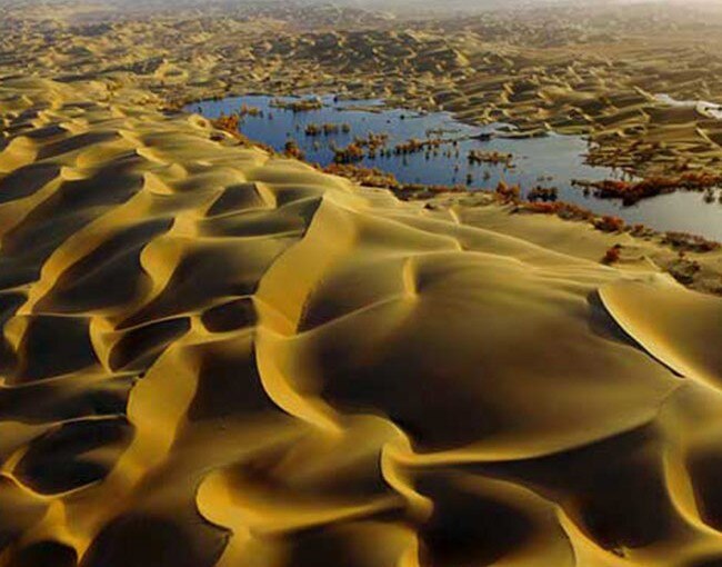 An aerial view of desert