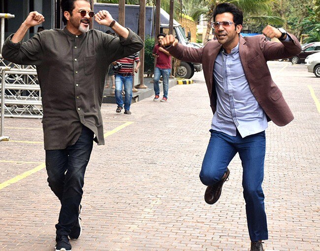 Anil Kapoor and Rajkummar Rao dance as they pose for the cameras