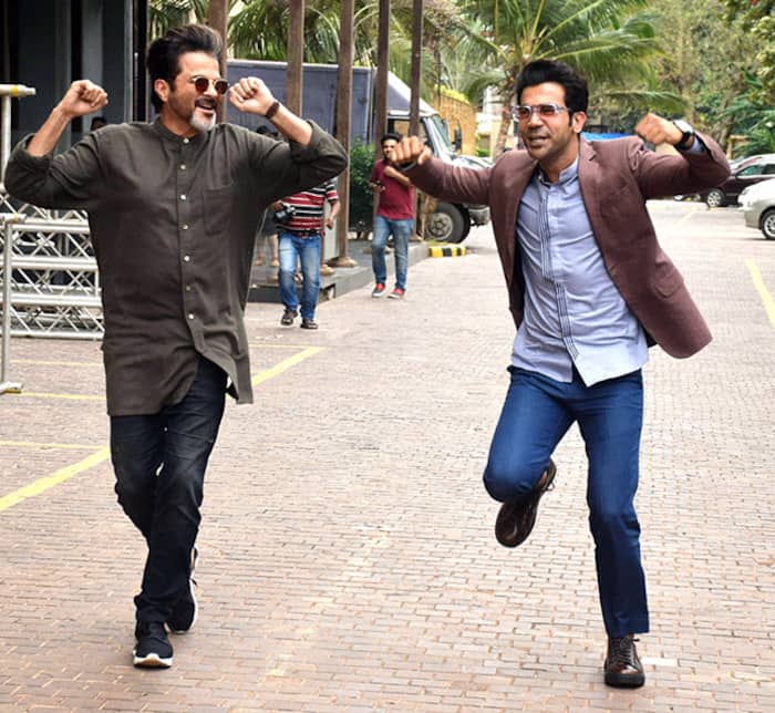 Anil Kapoor and Rajkummar Rao dance as they pose for the cameras