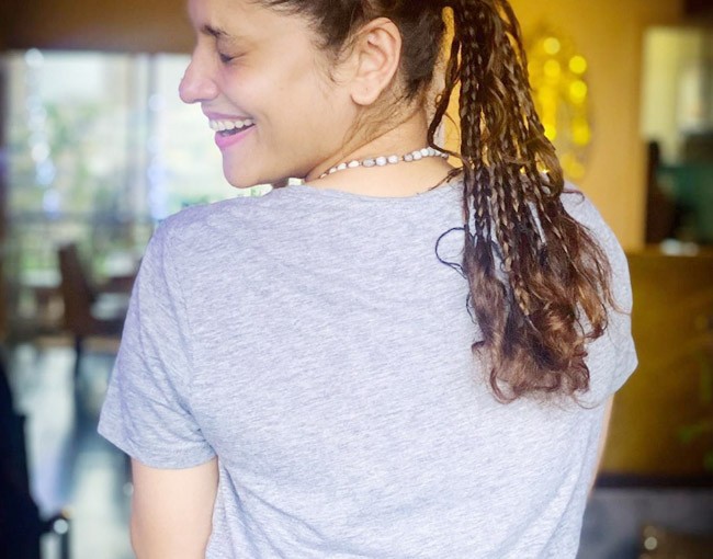 Ankita Lokhande goes desi in yellow Om dhoti pants