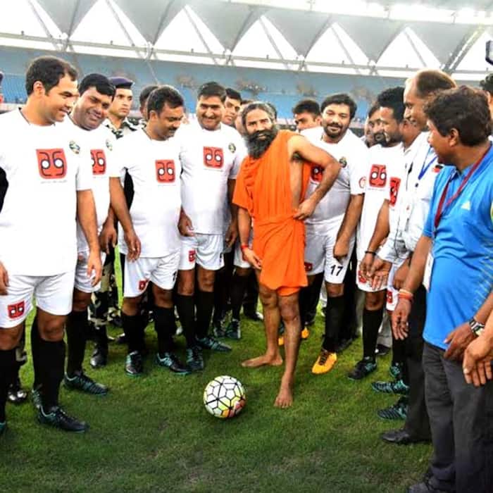 IN PICS: Baba Ramdev shows off his football skills during Football ...