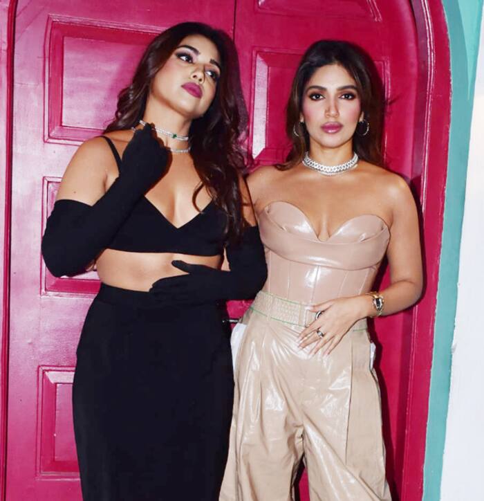 Bhumi Pednekar Makes Jaws Drop in Sexy Tan Bustier Top But Sister Samiksha Steals The Show in ...